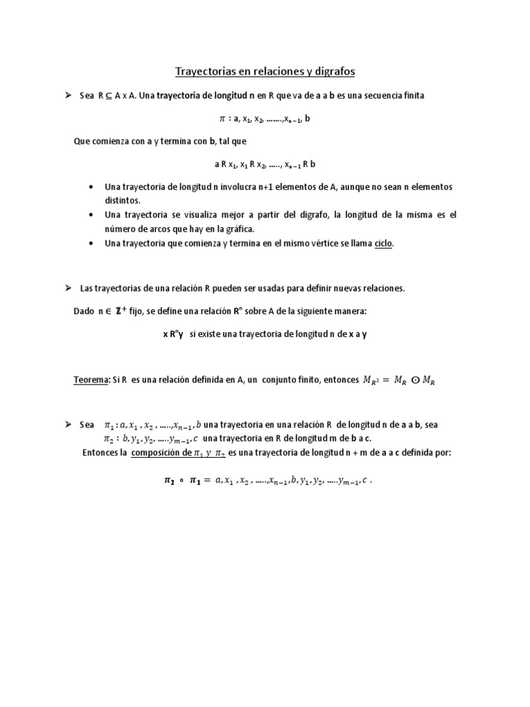 Trayectoria y Propiedades de Las Relaciones | PDF | Álgebra | Matemáticas