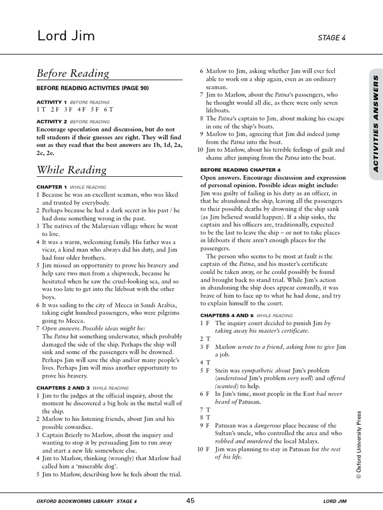 Exercise Answers | PDF | Lord Jim