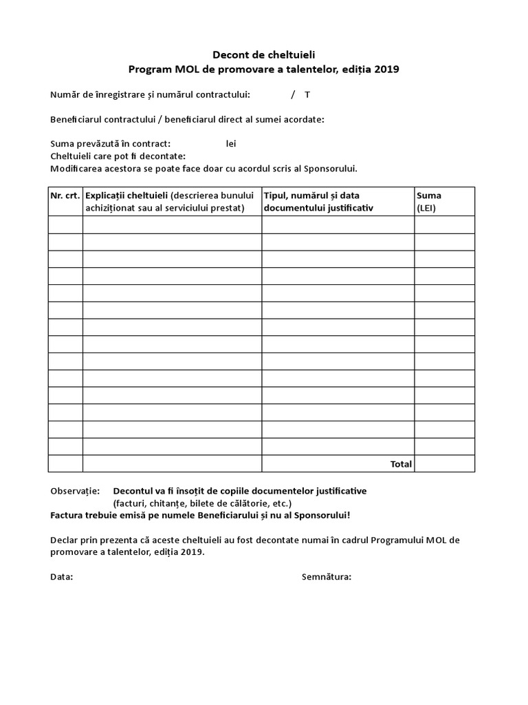 2019 Talete Formular Decont | PDF