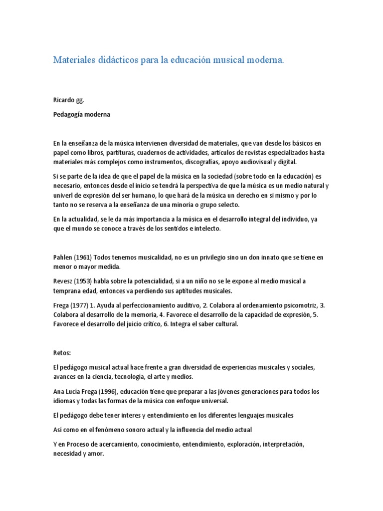 Materiales Didácticos para La Educación Musical Moderna | PDF | Las ...