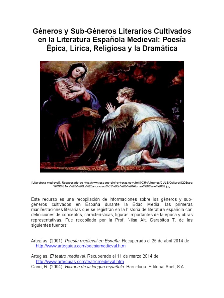 48349200RA2-Géneros y Sub-Géneros Utilizados. Poesía Épica, Religiosa y ...