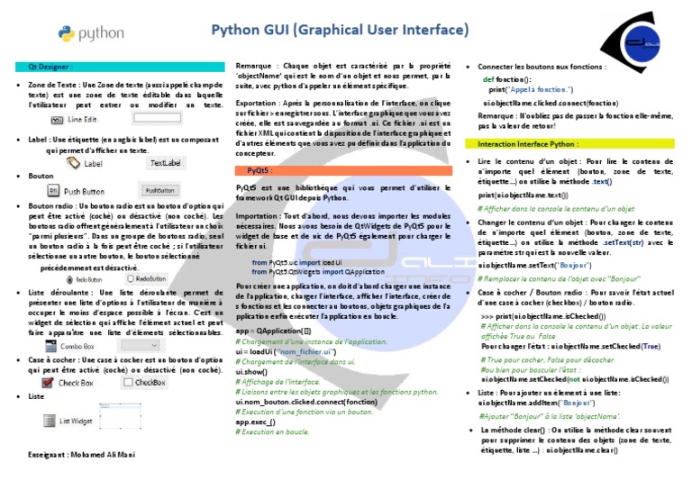 PyQt5 Résumé | PDF | Interface graphique | Python (Langage de programmation)