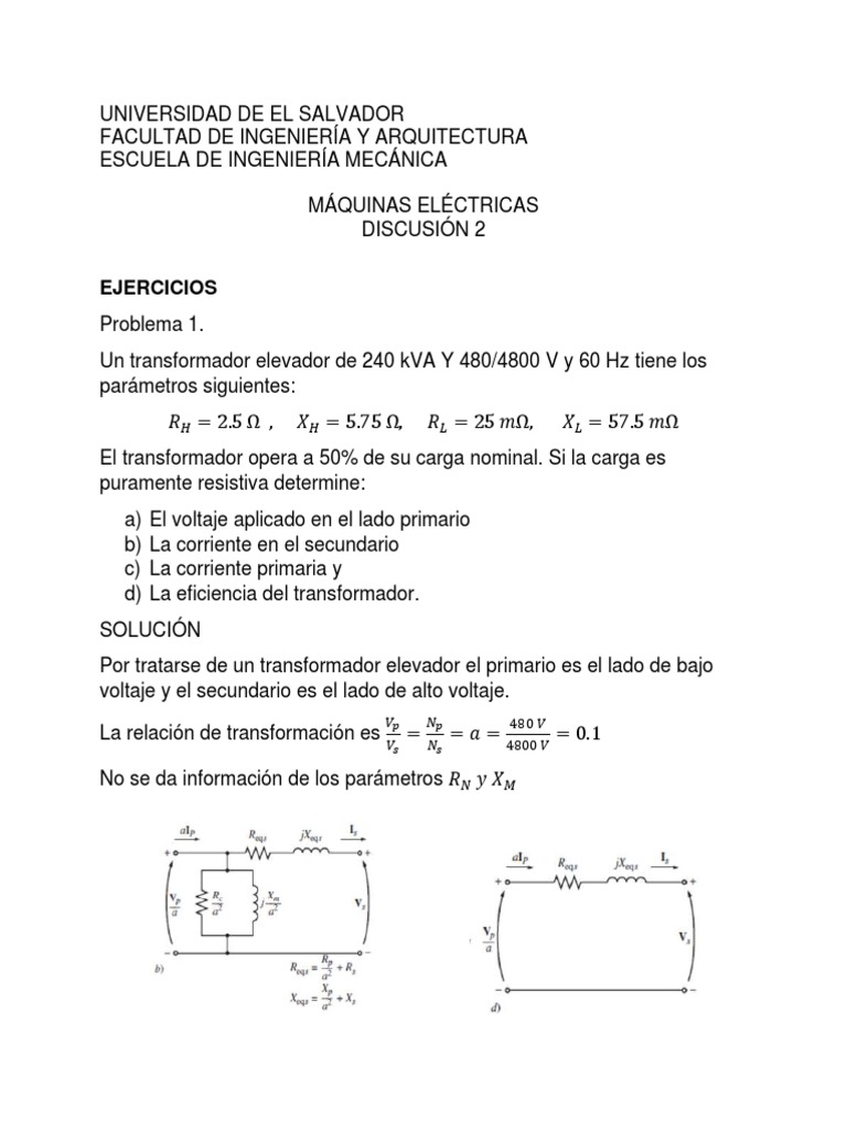 GUÍA DE DISCUSIÓN 2 Transformadores | PDF | Transformador | Generador eléctrico