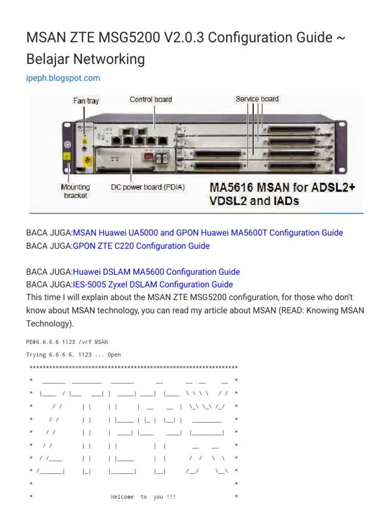 MSAN ZTE MSG5200 V2.0.3 Configuration Guide Belajar Networking - Ipeph ...