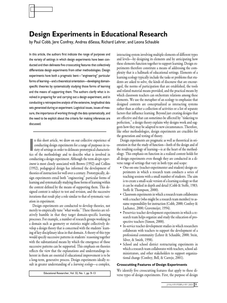 Design Experiments in Educational Research | PDF | Experiment | Learning