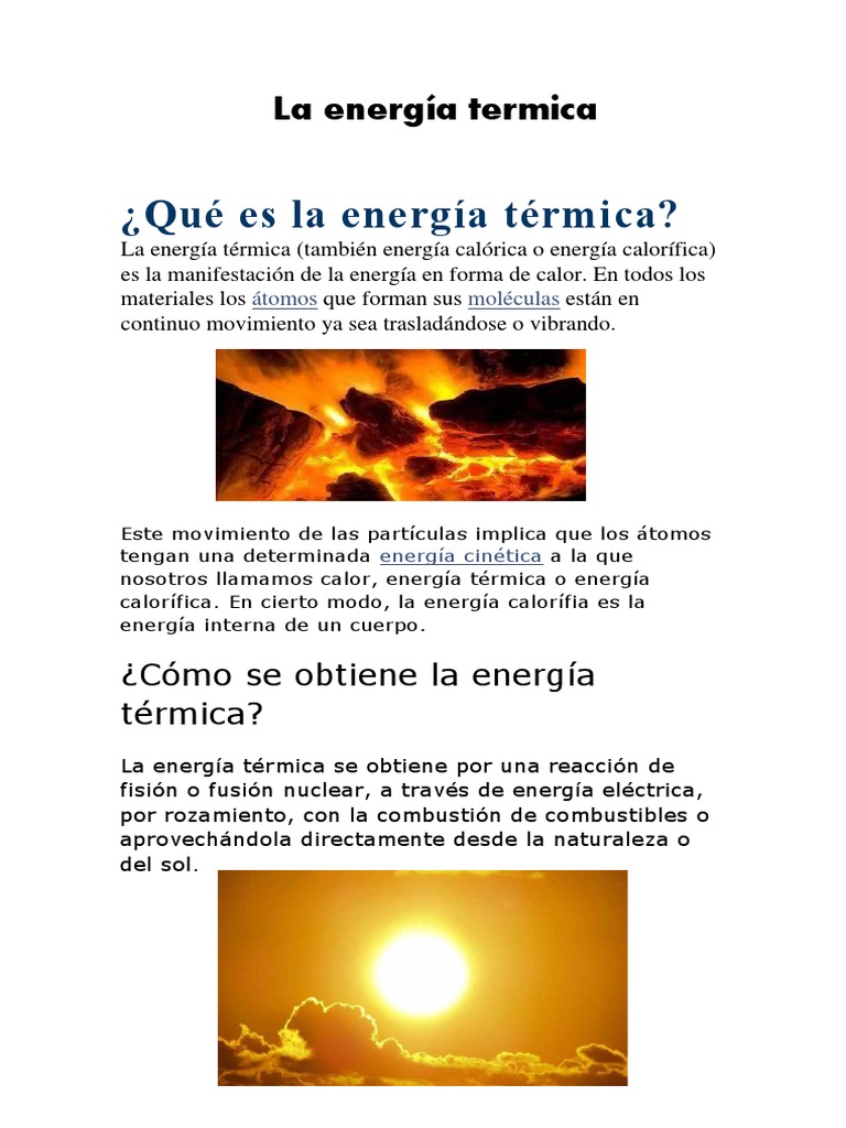 La Energía Termica | PDF | Combustibles | Combustión