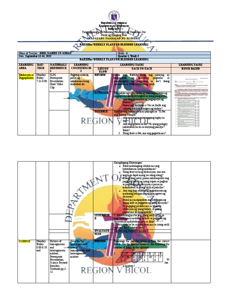 RAISEPlus Lesson Plan Q1 WEEK 3 | PDF