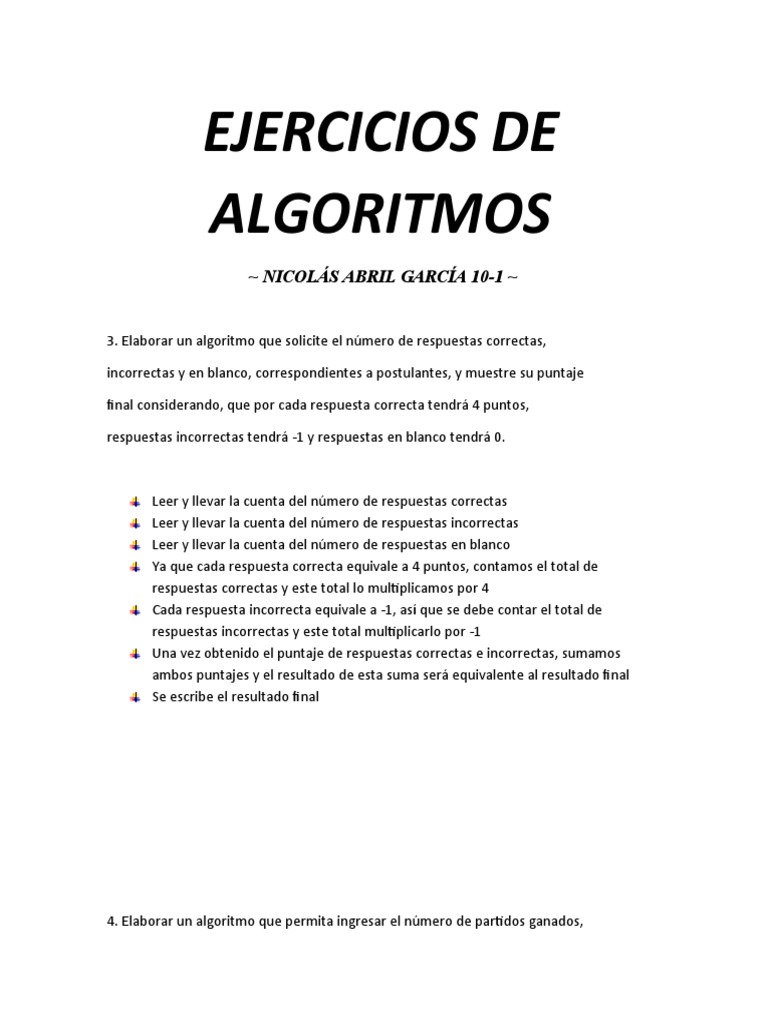 Ejercicios de Algoritmos | PDF | Matemáticas | Matemáticas Aplicadas