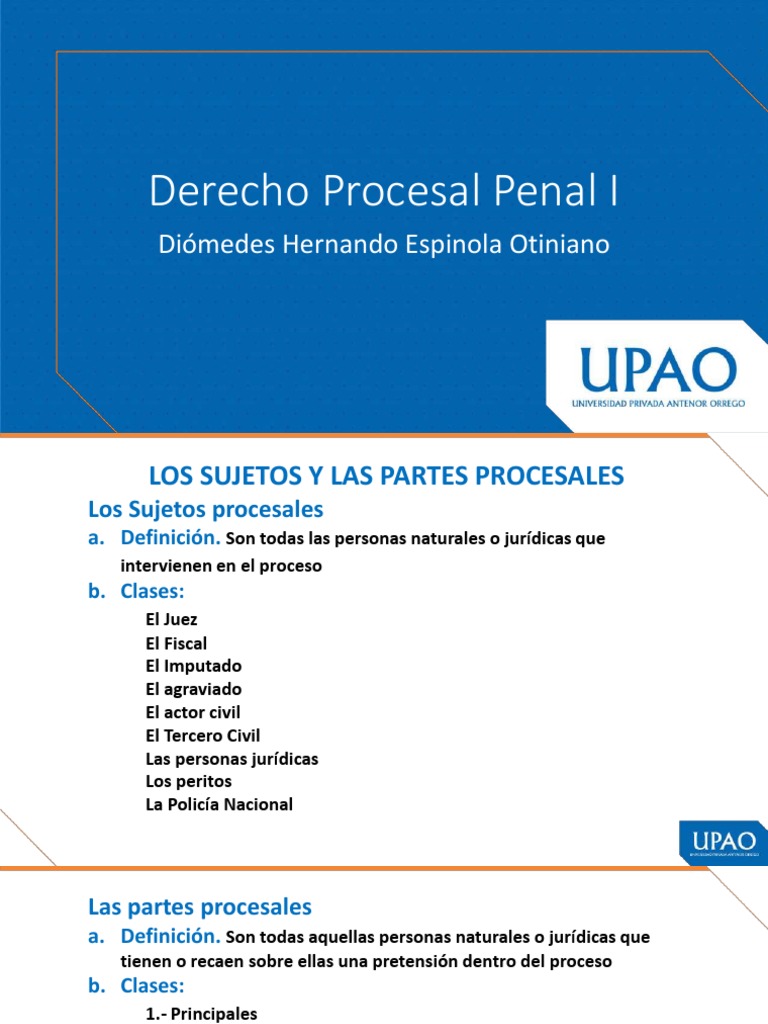 DIAPOSITIVAS DE LOS SUJETOS Y LAS PARTES PROCESALES - SEMANA 07 | PDF ...