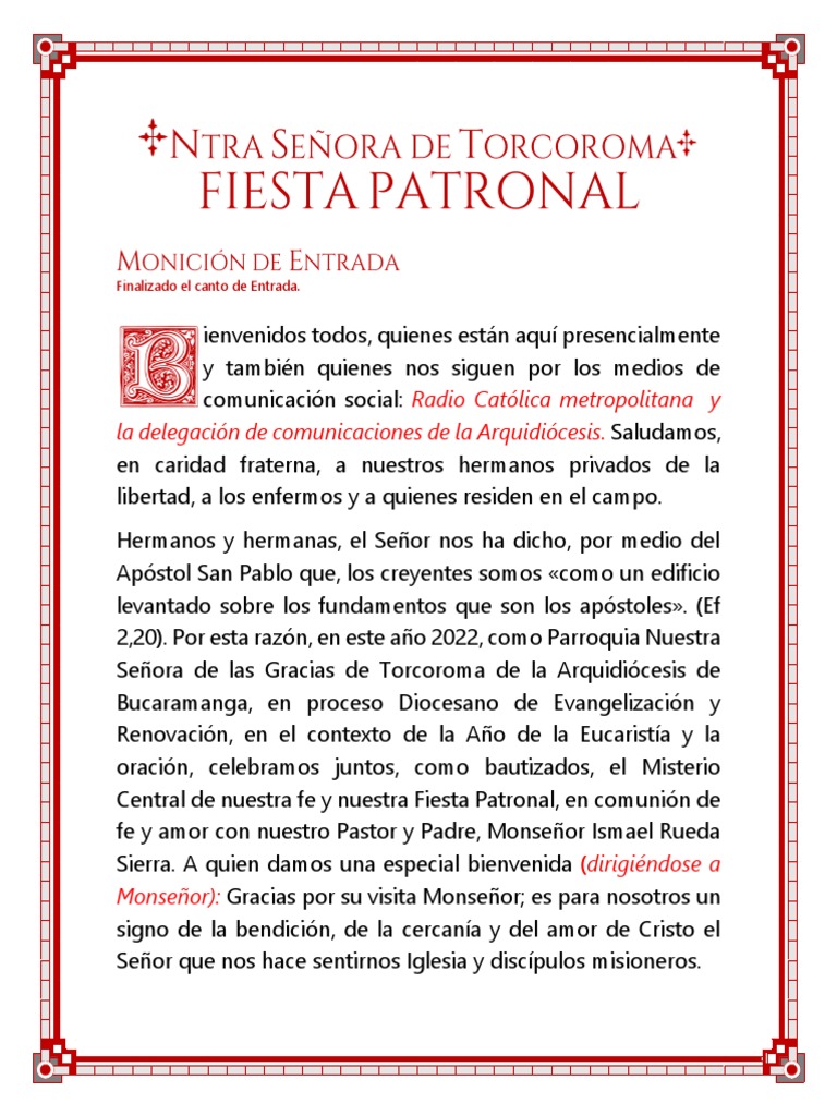 Monicion Fiesta Patronal Torcoroma | PDF | María, madre de Jesús ...