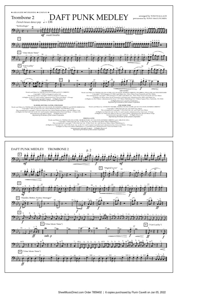 Daft Punk Medley Trombone 2 | PDF | Music Industry