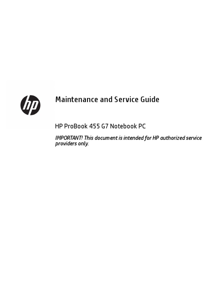 Maintenance and Service Guide: HP Probook 455 G7 Notebook PC | PDF ...