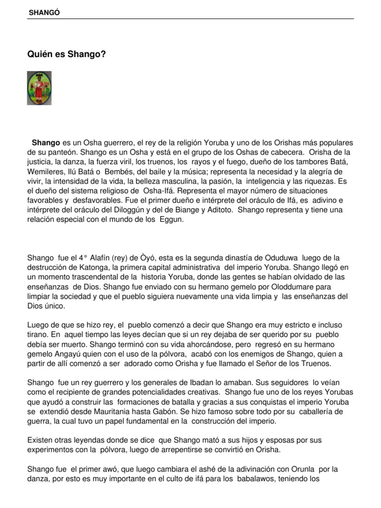 Shango | PDF | Santeria | Religión y creencia