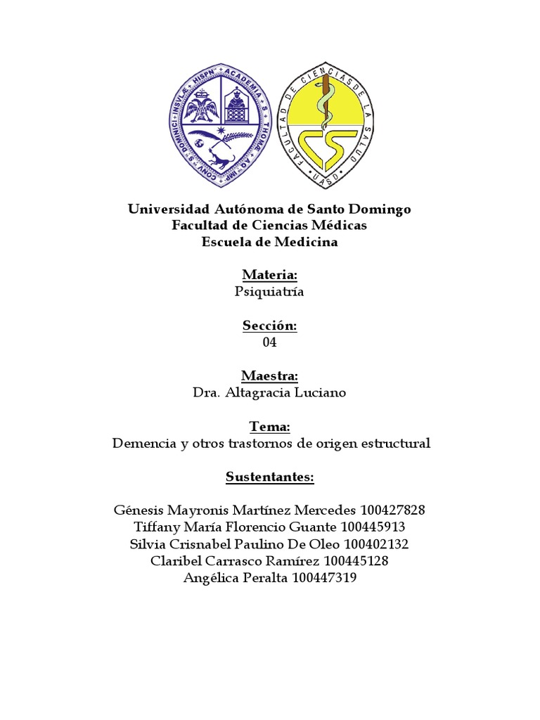 Demencia - Grupo 7 (Tarea 7.1) | PDF | Demencia | Carrera