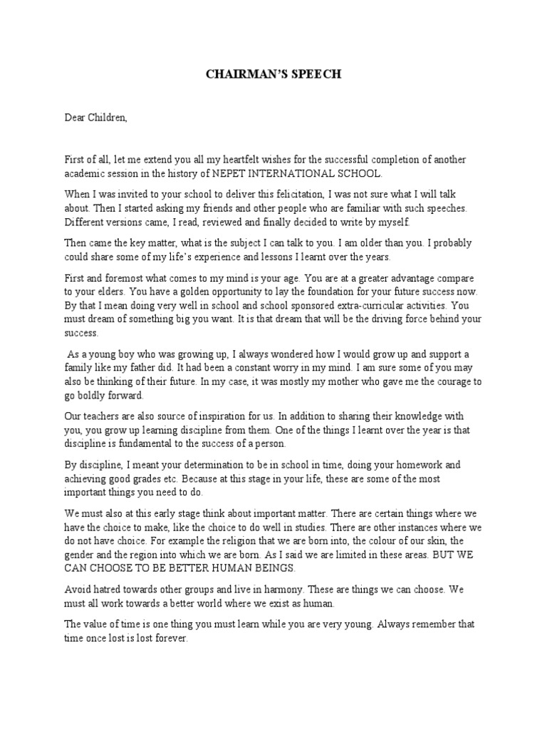 Chairman's Speech | PDF | Disciplines