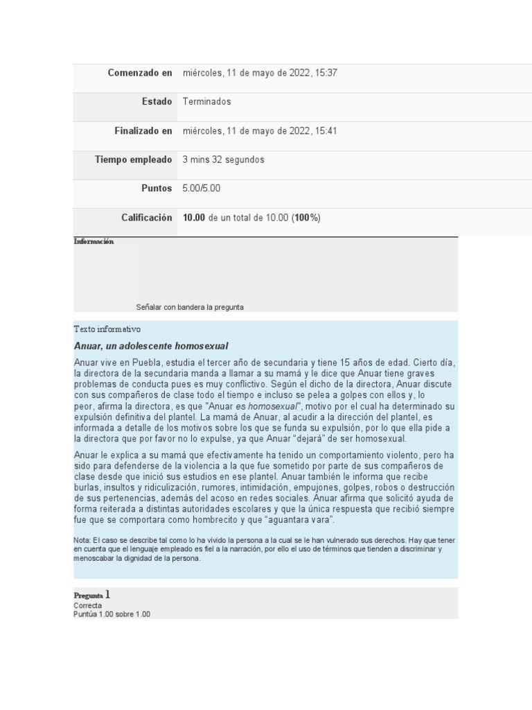 Maltrato y discriminación escolar a Anuar | PDF | Violencia ...
