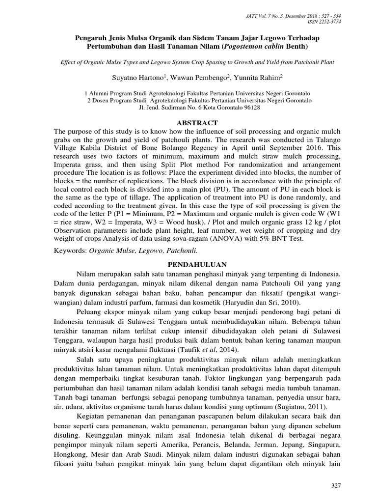 Pengaruh Jenis Mulsa Organik Dan Sistem Tanam Jajar Legowo Terhadap Pertumbuhan Dan Hasil ...