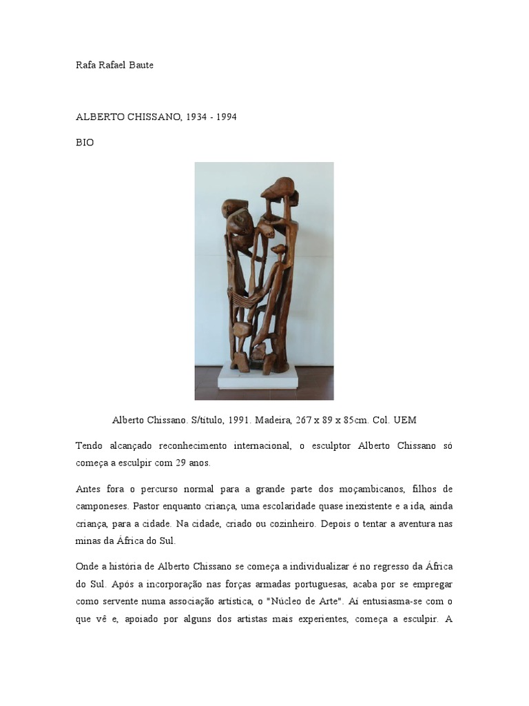 Alberto Chissano, 1934 - 1994 Obra | PDF | Escultura