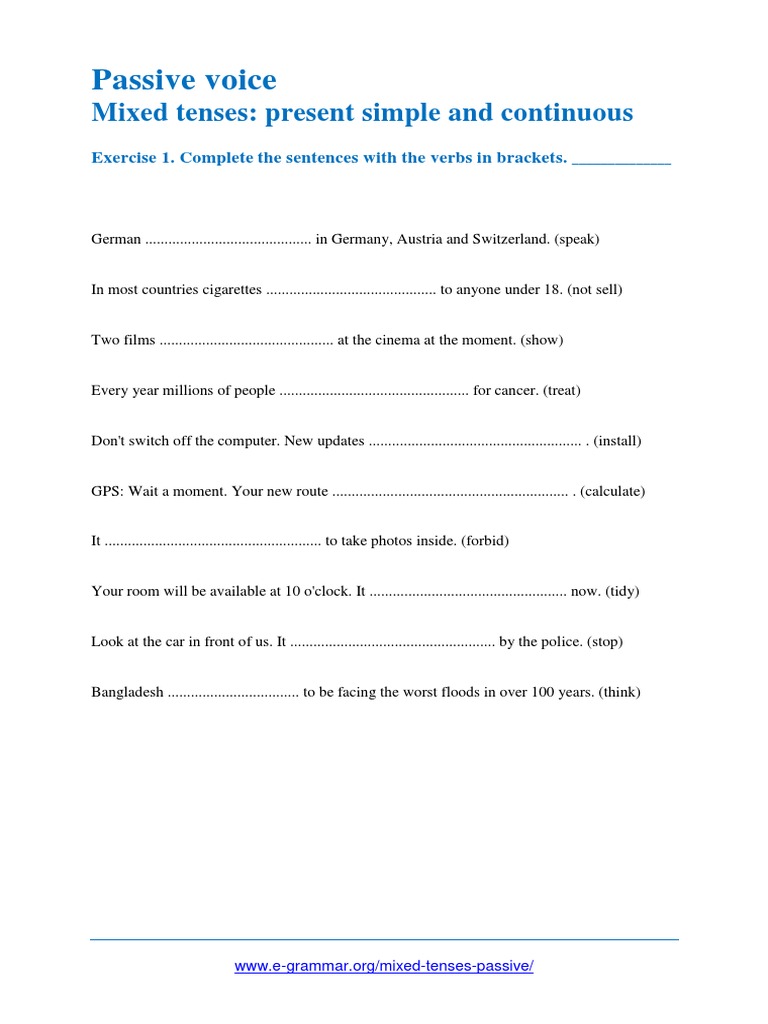 Mixed Tenses Passive Exercise 1 | PDF