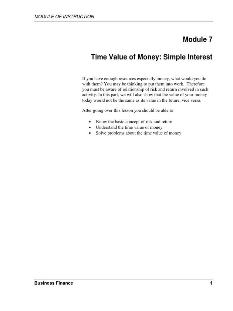 Week 011-Module Basic Long-Term Financial Concepts I | PDF | Interest ...