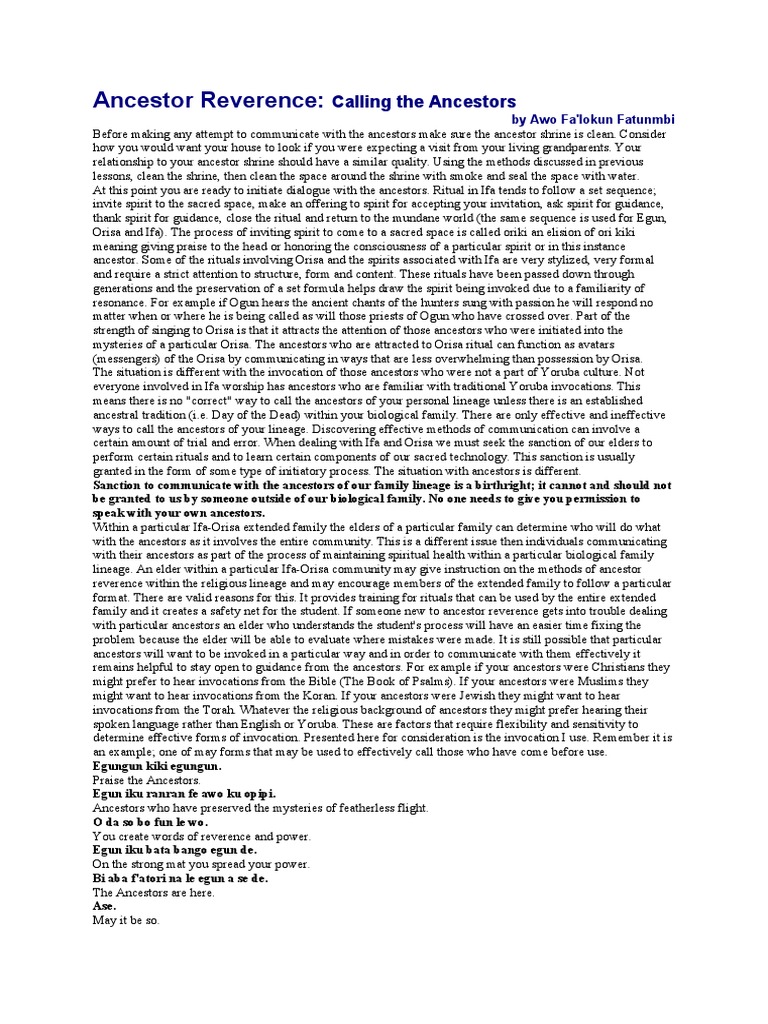 Ancestor Reverence | PDF