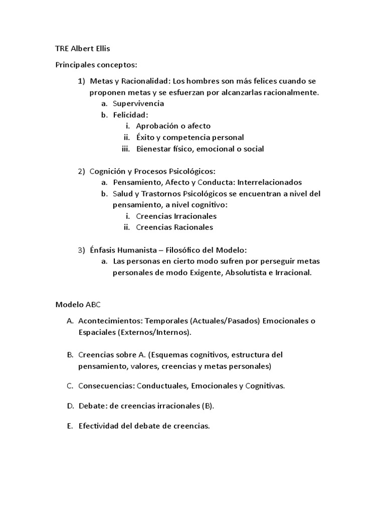 TRE Albert Ellis | PDF | Terapia racional de comportamiento emotivo ...
