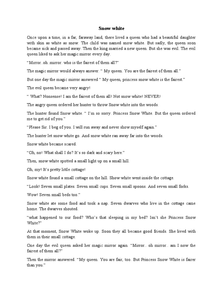 Snow White Yt | PDF | Snow White | Fairy Tales