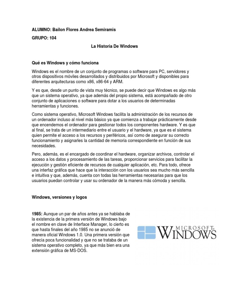 La historia de Windows desde 1985 | PDF | Microsoft Windows | Microsoft
