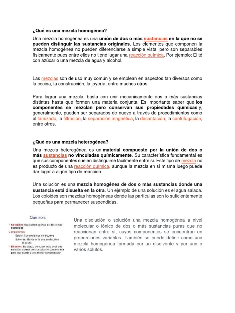 Qué Es Una Mezcla Homogénea | Descargar gratis PDF | Mezcla ...