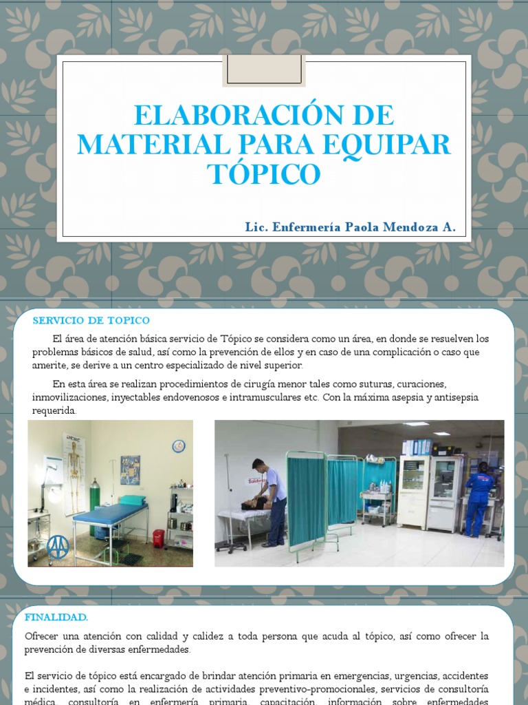 Elaboración de Material para Equipar Tópico PDF | PDF | Cuidado de la salud | Ciencias de la Salud