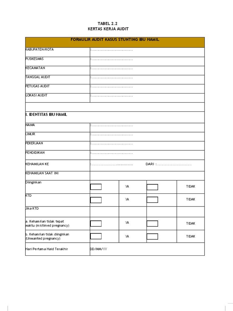 Kertas Kerja AKS Ibu Hamil | PDF