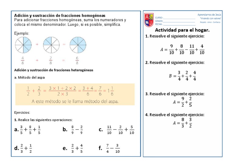 4 Grado Fracciones Suma | PDF | Sustracción | Matemáticas