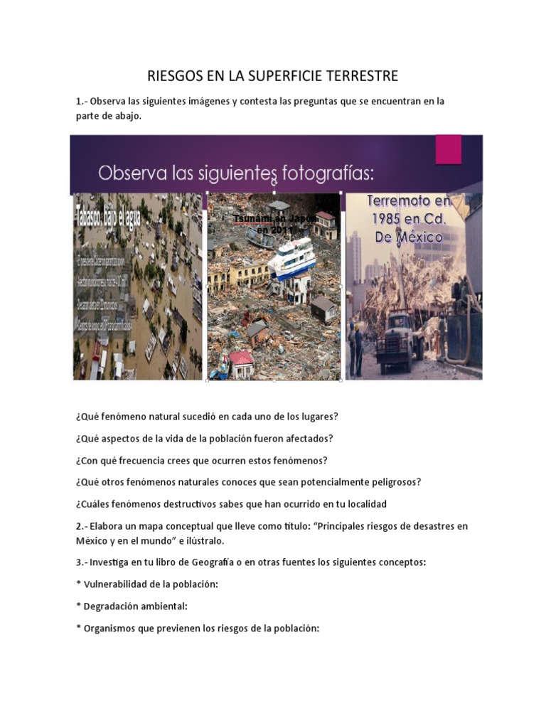 Actividades-Riesgos en La Superficie Terrestre | PDF