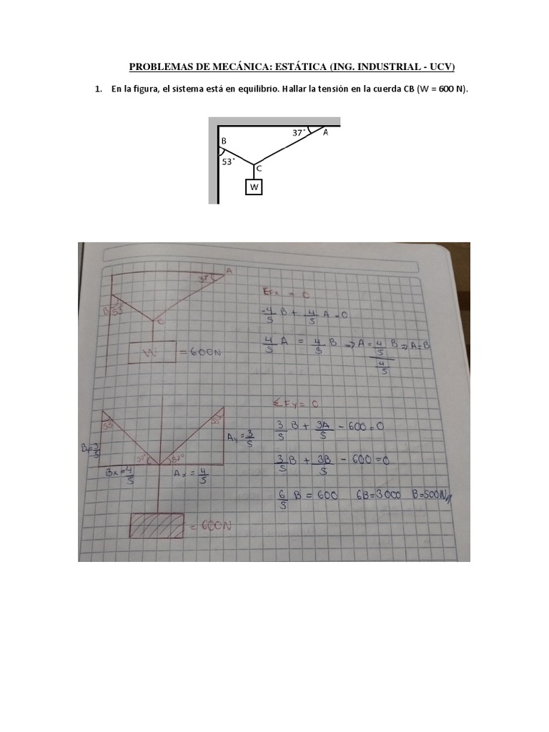 4 Estatica Problemas | PDF | Fricción | Tensión (Física)