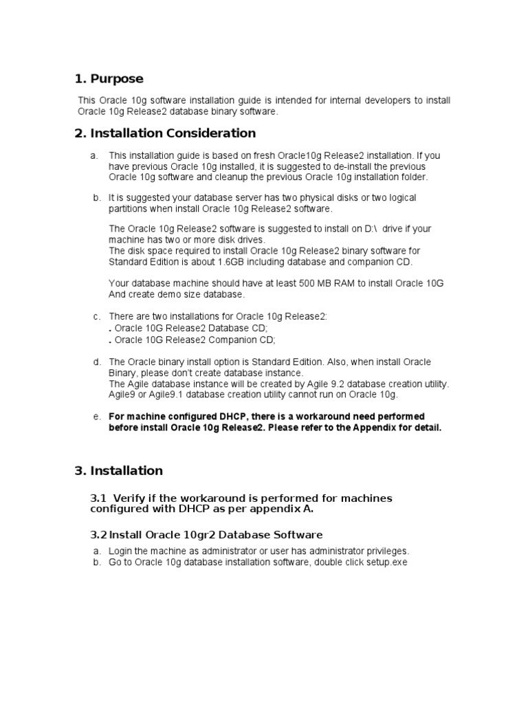 Oracle10G Installation Guide | PDF | Oracle Database | Installation (Computer Programs)