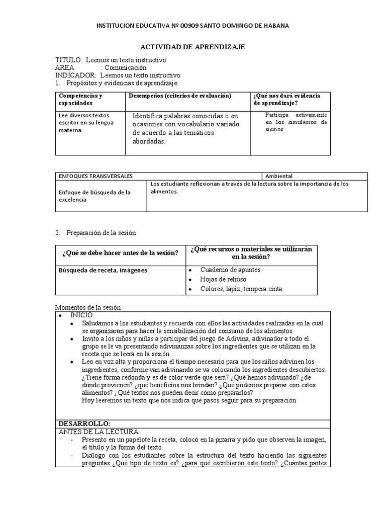 Sesion de La Receta | PDF | ensalada | Comida y bebida