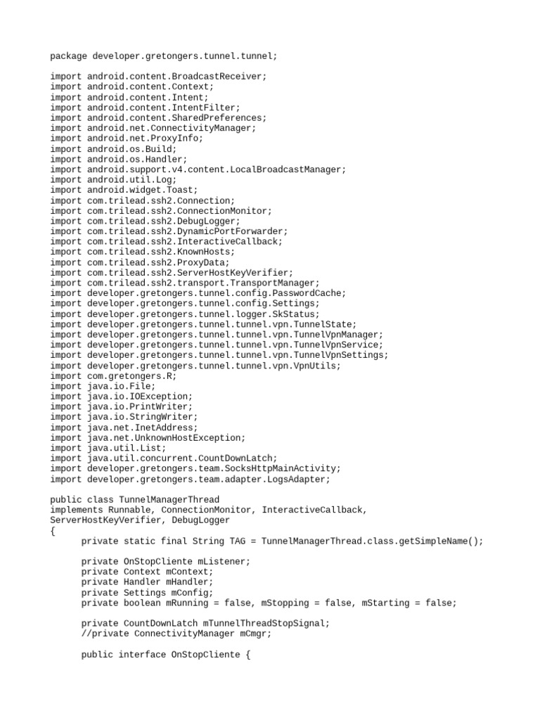 Tunnel Manager Thread | PDF | String (Computer Science) | Boolean Data Type