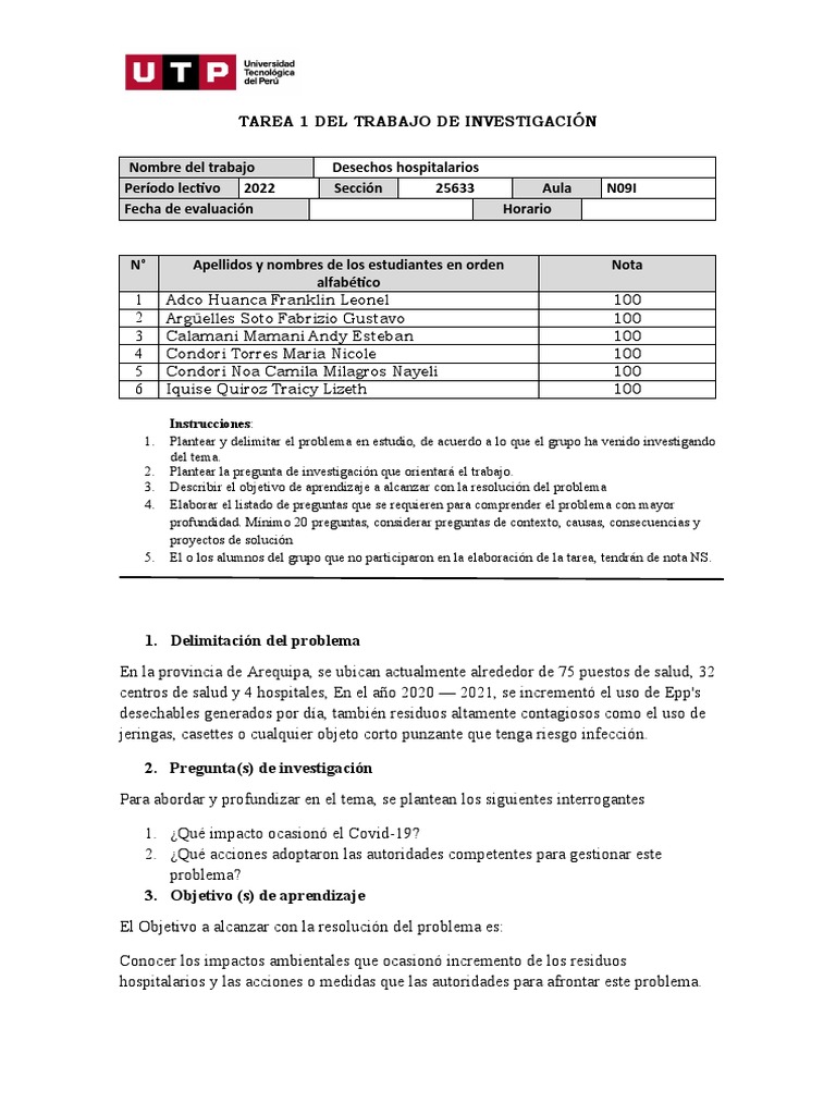 Tarea 1 Delimitación Del Tema de Investigación, Pregunta, Objetivo ...