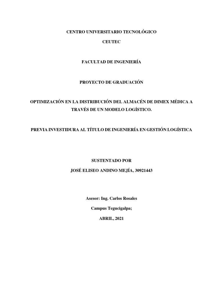Optimización en La Distribución Del Almacén de Dimex Médica A Través de ...