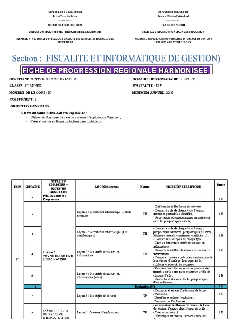 Fiches de Progression Gso Esf | PDF | Microsoft Word | Informatique