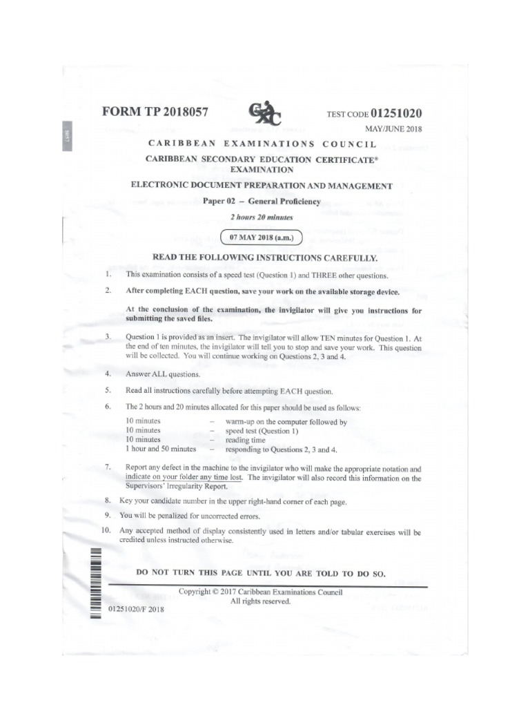 2018 Jun CSEC EDPM P2 | PDF