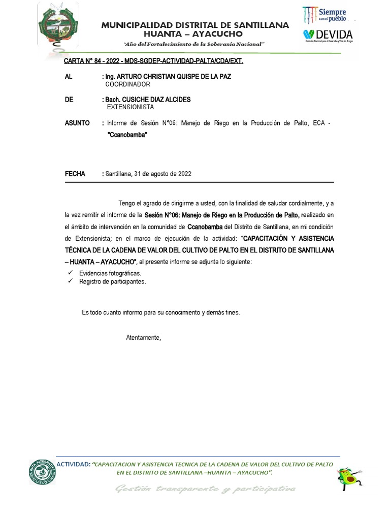 Carta N°84 | PDF | Riego | Agricultura