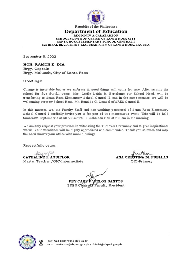 Turn Over Ceremony Hon. Ramon E. Dia | PDF