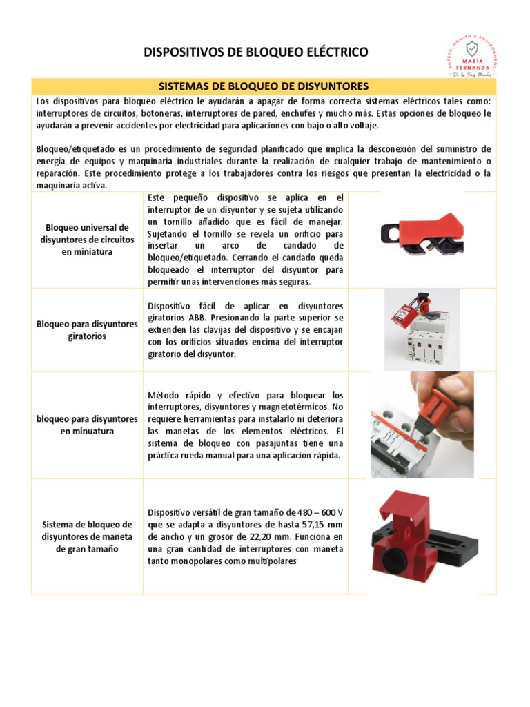 Dispositivos de Bloqueo Electrico | PDF | Enchufes y tomas de corriente alterna | Conector eléctrico