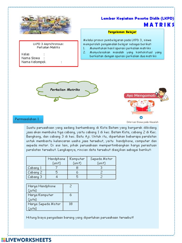 LKPD Perkalian Matriks | PDF