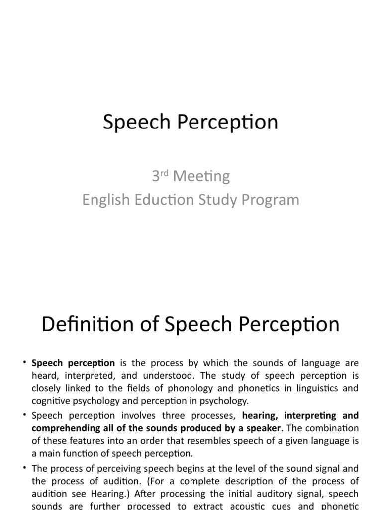 Speech Perception Models Overview | PDF | Speech | Perception