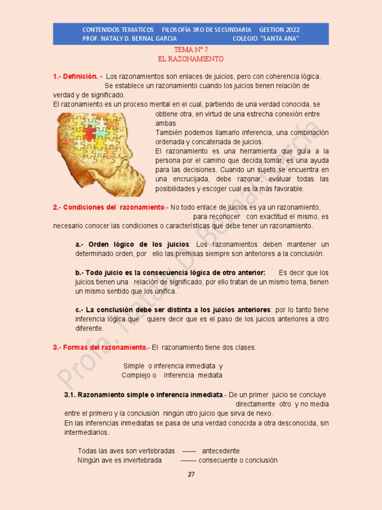 El Razonamiento | PDF | Inferencia | Razonamiento inductivo