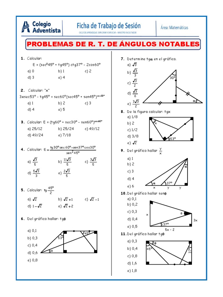 F. Trabajo de RT de Ángulos-Notables | PDF