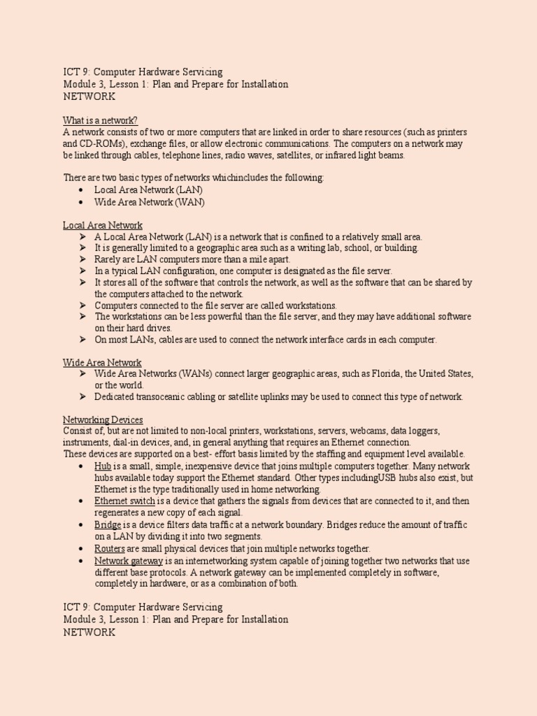 Ict 9 | PDF | Computer Network | Local Area Network