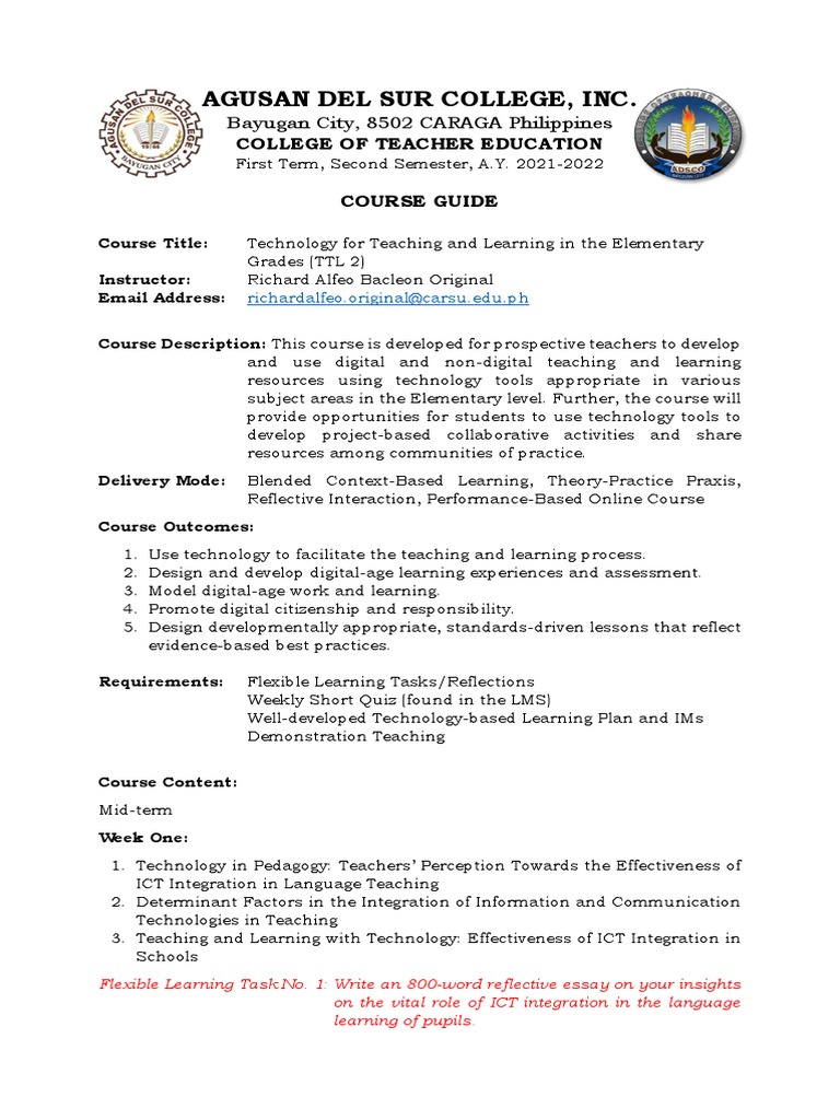 Course Guide - TTL2 | PDF | Teaching Method | Project Based Learning